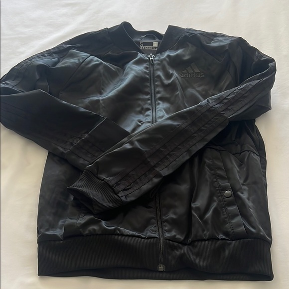 adidas | Jackets & Coats | Adidas Black Bomber Jacket Smooth Synthetic ...